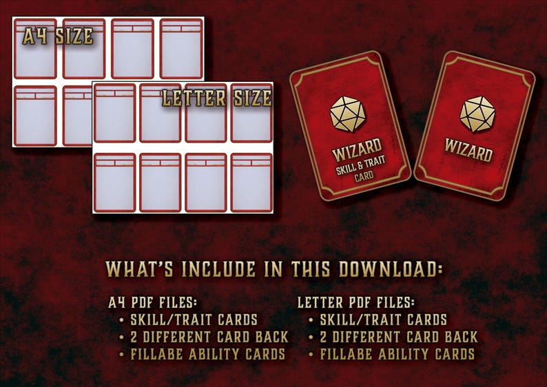 Dnd Wizard Skills and Traits Cards | Character Skills Cards | 5th ...