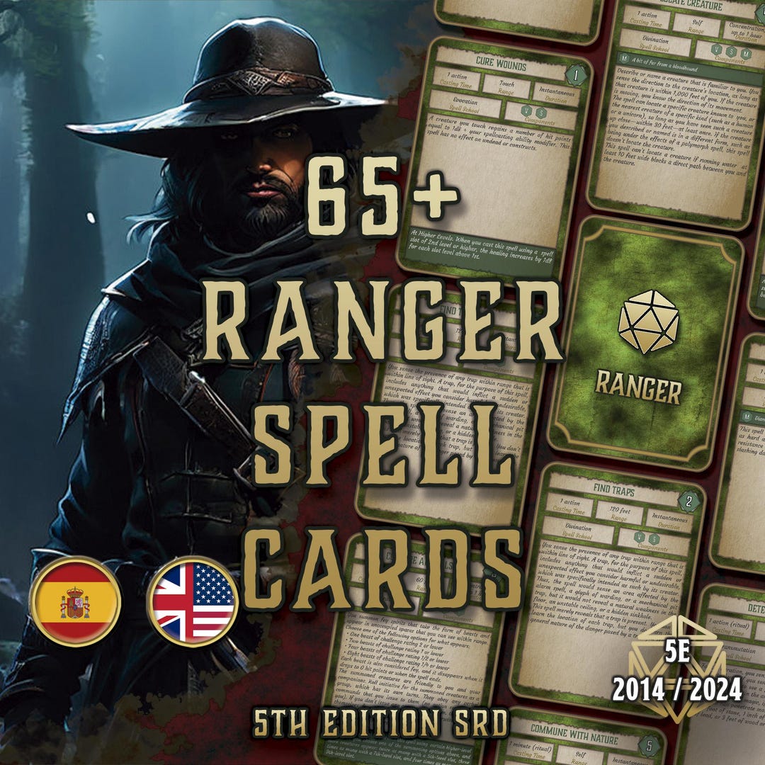 Dnd 5e Ranger Spell Cards Printable | Nature Magic PDF for 2014–2024 ...