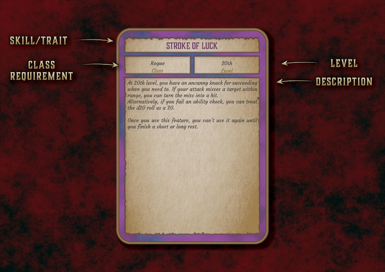 Dnd Rogue Class Cards | Printable Skills & Traits PDF | 5e Character ...