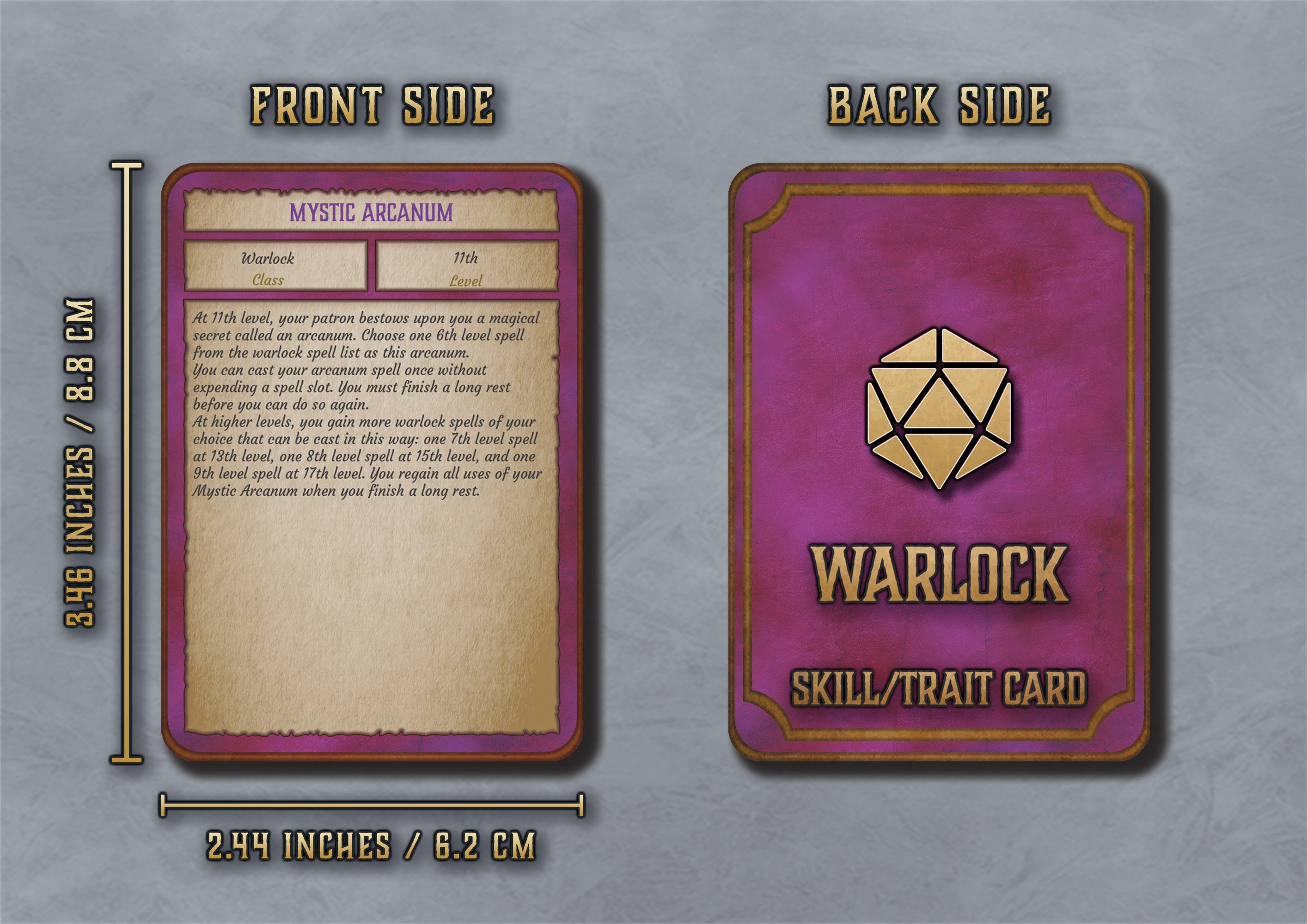 Dnd Warlock Skills and Traits Cards Character Skill Cards 5th Edition ...