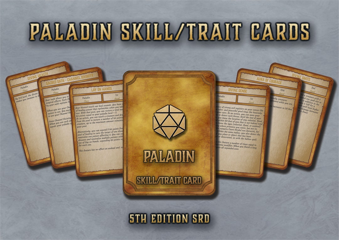 Dnd Paladin Skills and Traits Cards Character Skill Cards - Etsy