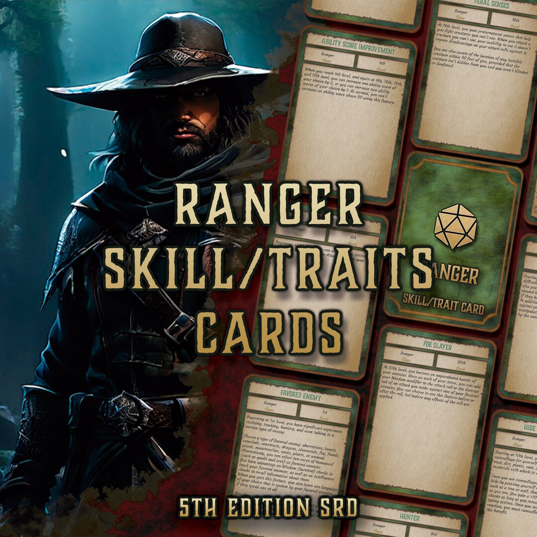 Dnd Ranger Skills and Traits Cards Character Skills Cards 5th Edition ...