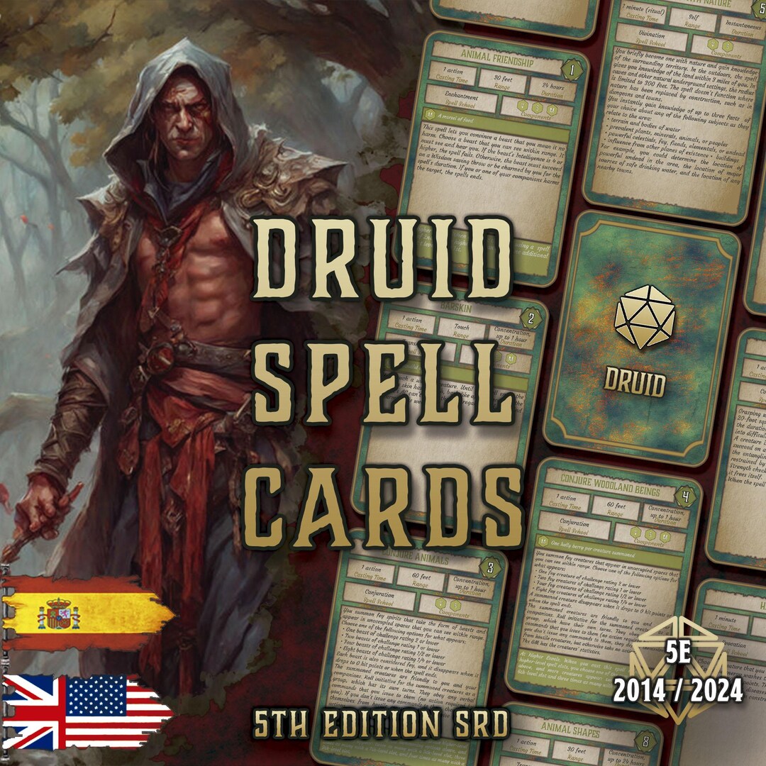 Dnd Druid Spell Cards 5E | 2014 & 2024 | Digital Printable - Etsy