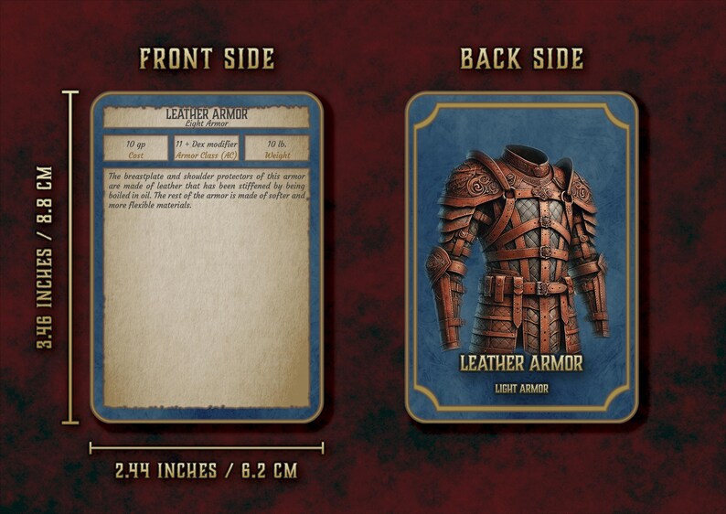 Dnd 5e Armor Cards Printable | 5e Character Equipment Reference PDF ...