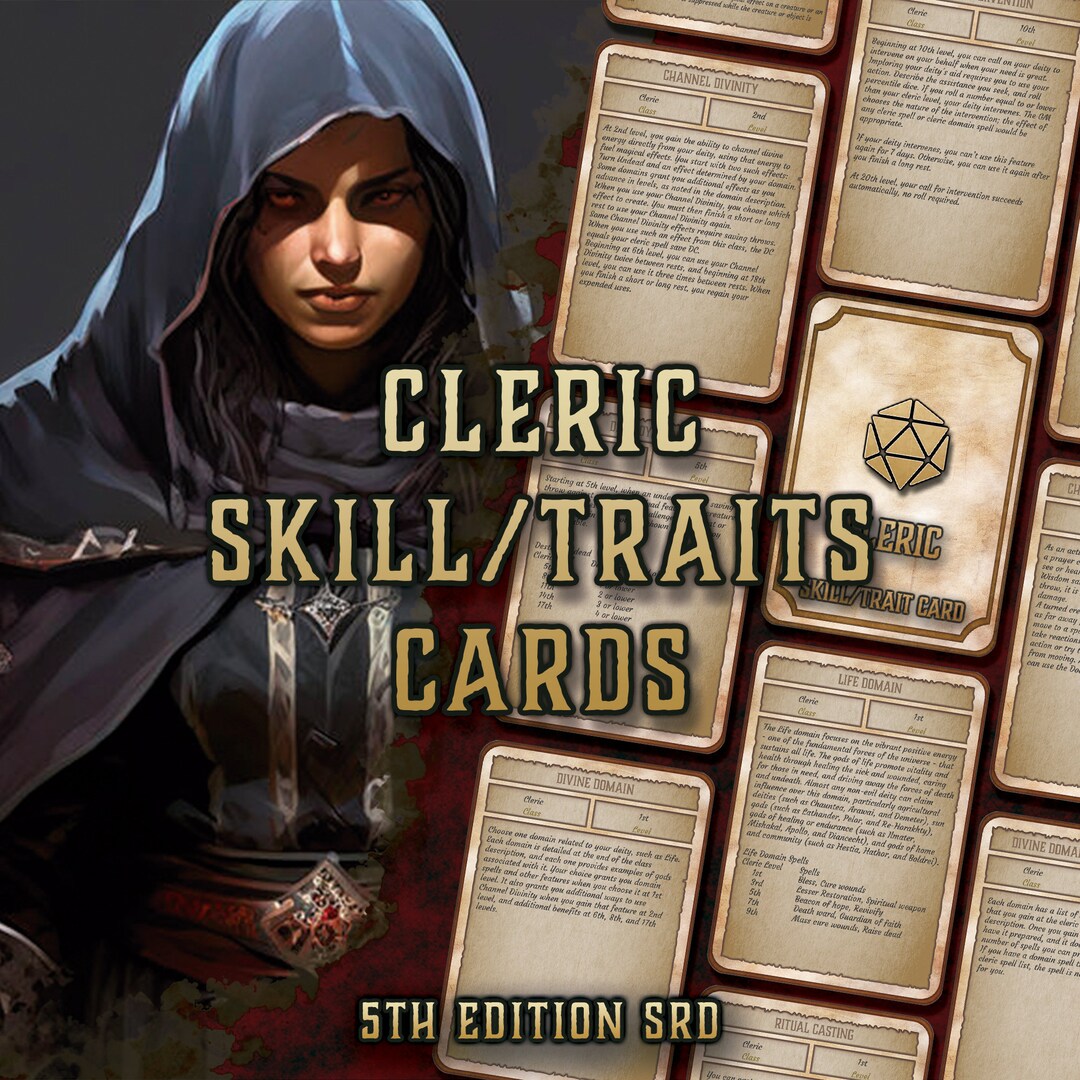 Dnd Cleric Skills and Traits Cards Character Skills Cards 5th Edition ...