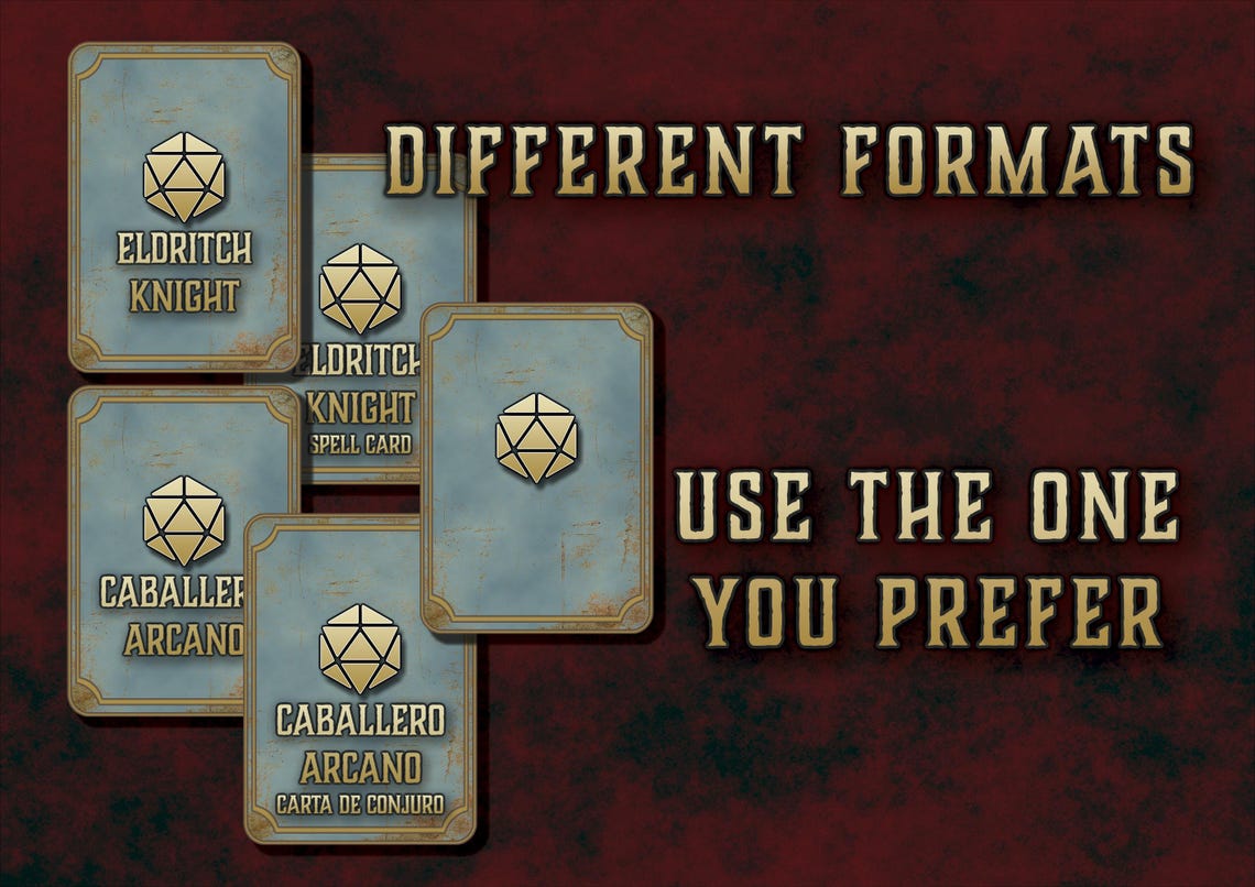 Dnd Eldritch Knight Spell Cards | Character Spell Cards | 5th Edition ...