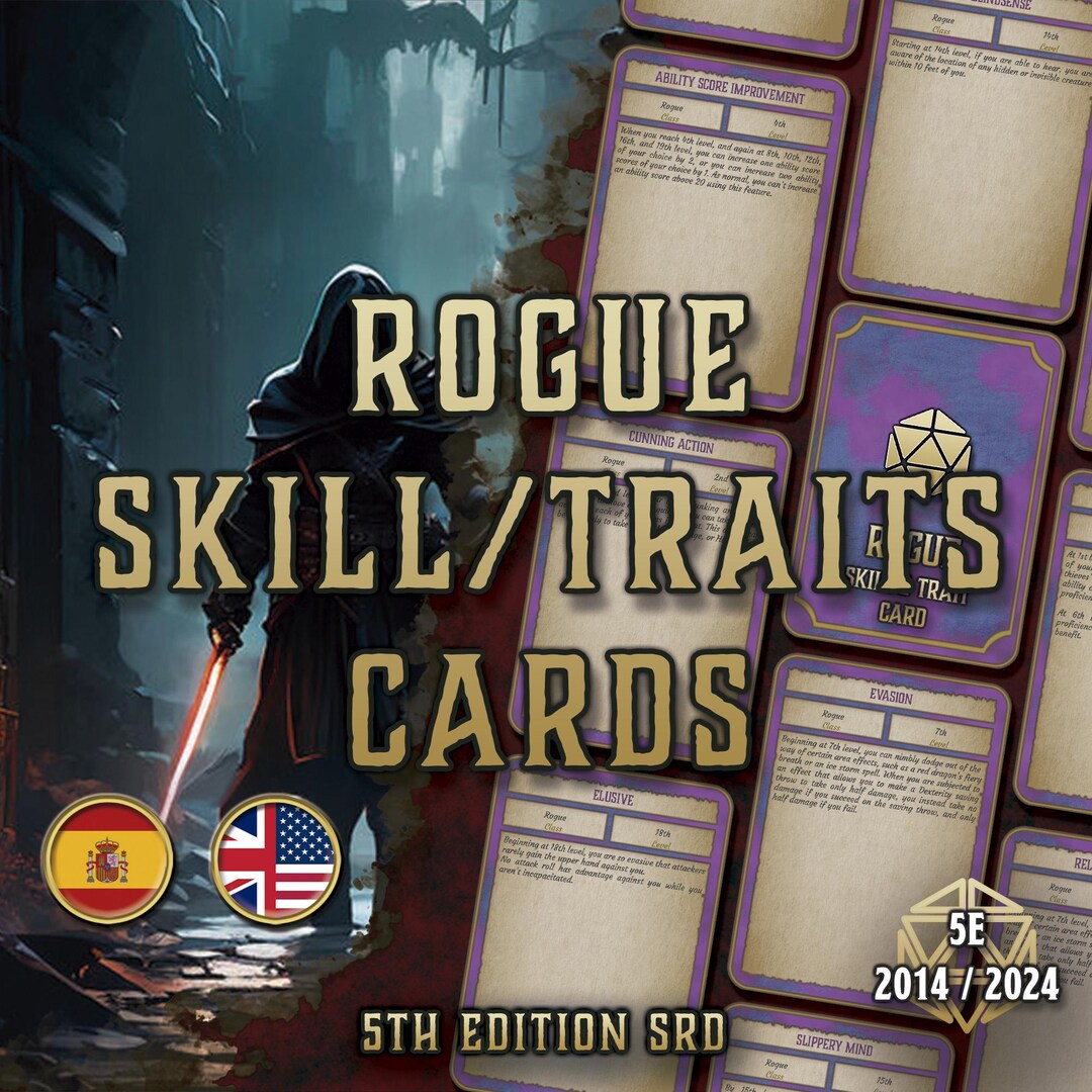 Dnd Rogue Class Cards | Printable Skills & Traits PDF | 5e Character ...