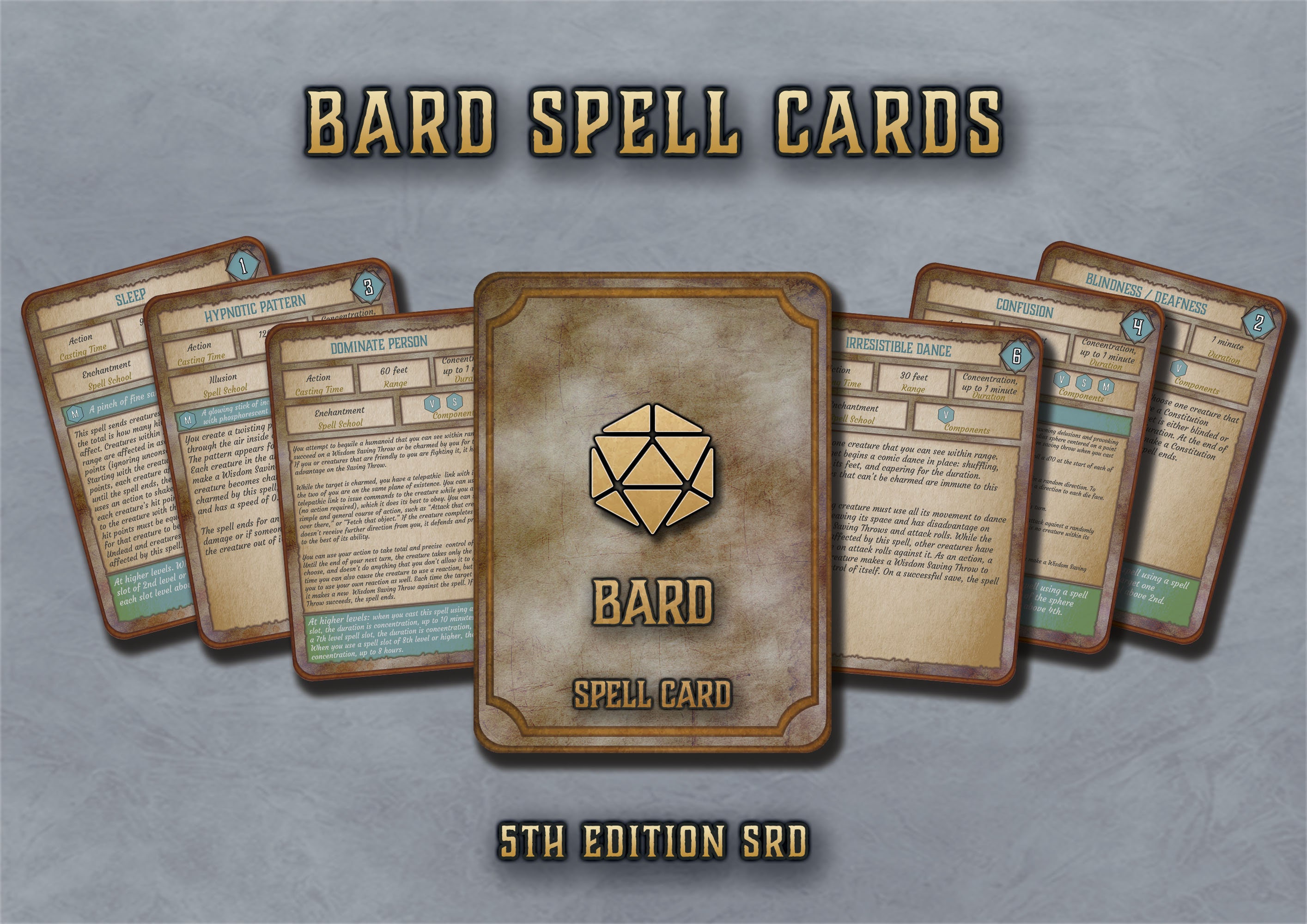 Dnd Bard Spell Cards Character Spell Cards 5th Edition - Etsy