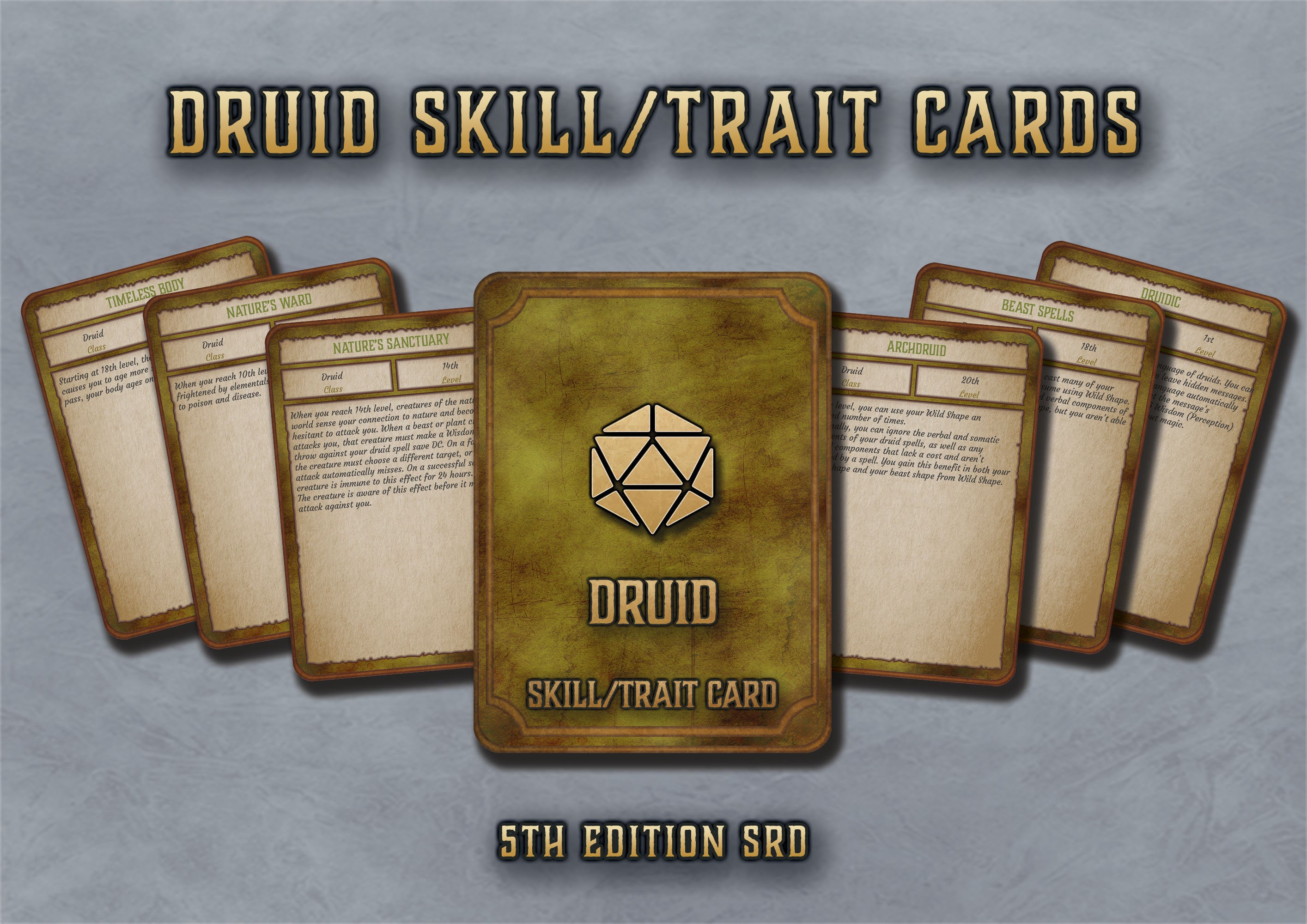 Dnd Druid Skills and Traits Cards Character Skill Cards 5th Edition ...
