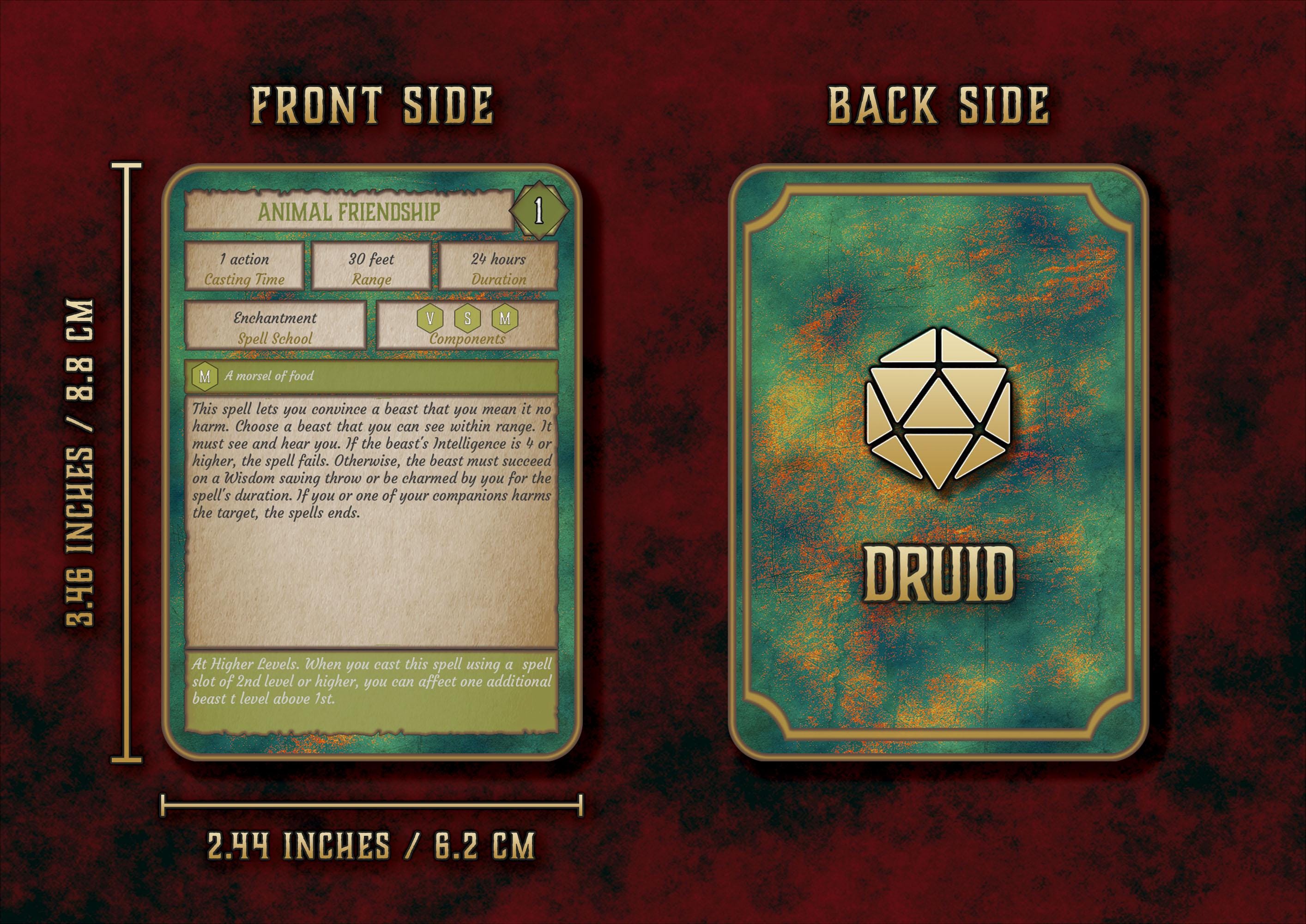 Dnd 5e Druid Spell Cards Printable | Nature Magic PDF for All Campaigns ...