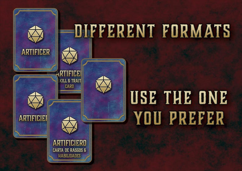 Dnd 5e Artificer Class Cards Printable | 5e Skills & Traits PDF for 2014–2024 | Fillable ...