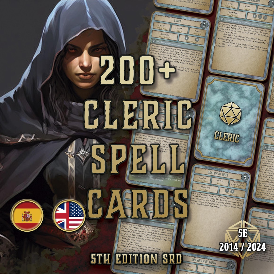 Dnd 5e Cleric Spell Cards Printable | Illustrated Divine Magic PDF 2014 ...