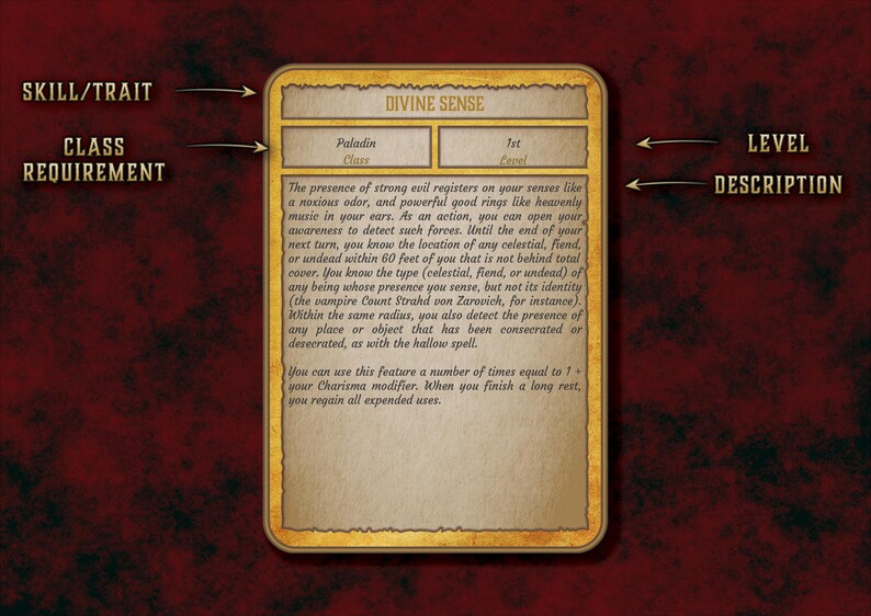 Dnd Paladin Skills and Traits Cards | Character Skills Cards | 5th ...