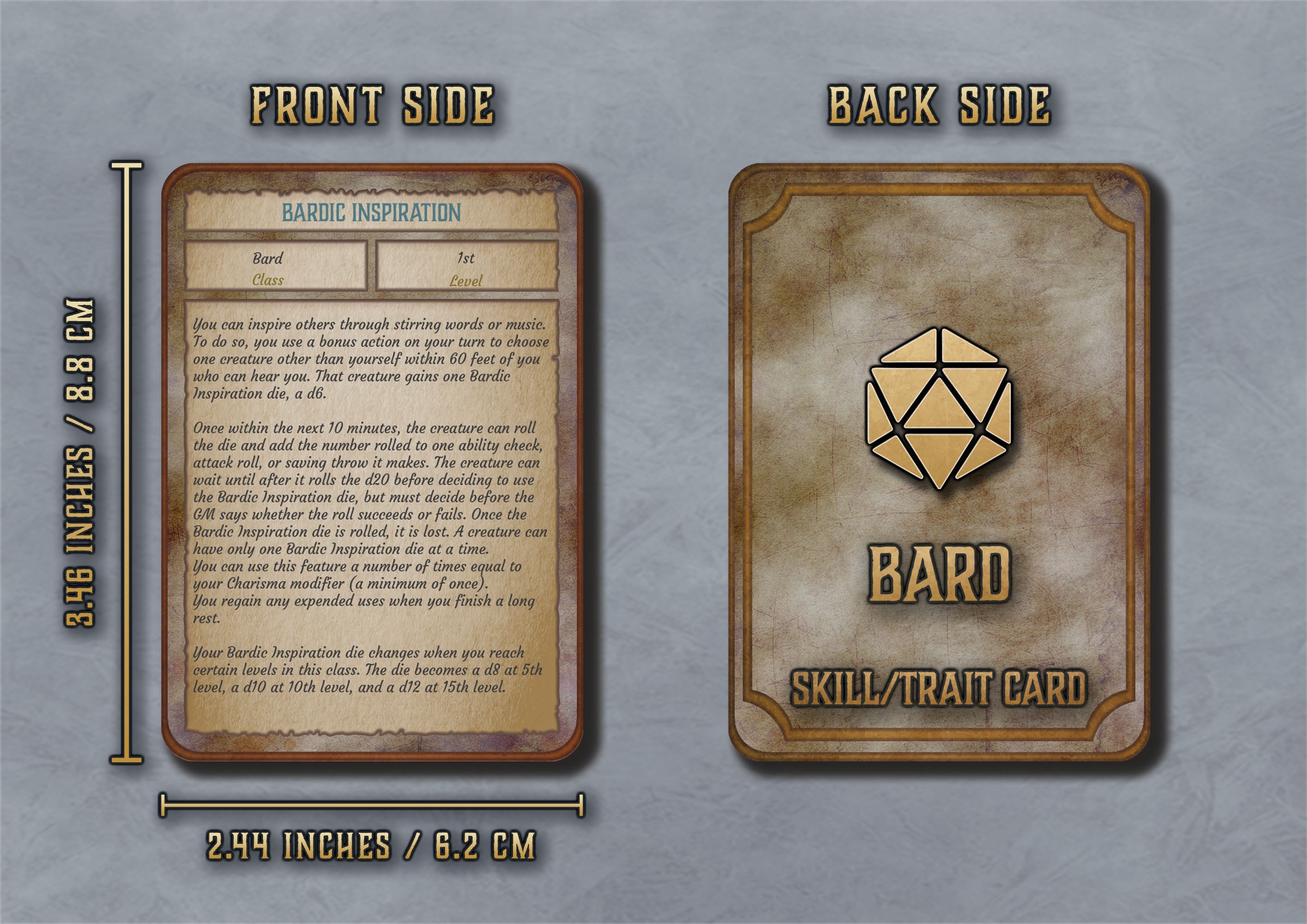 Dnd Bard Skills and Traits Cards Character Skill Cards 5th - Etsy
