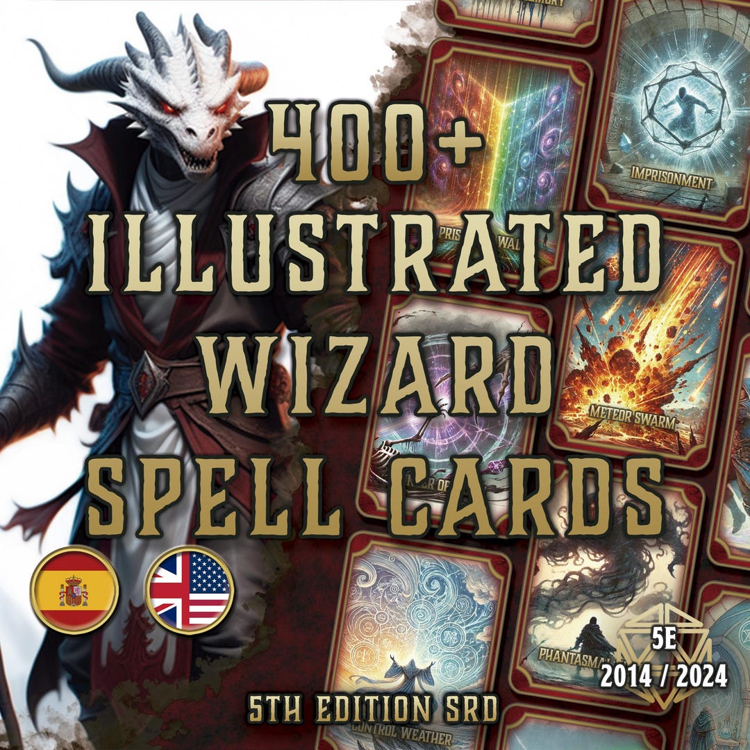 Dnd Wizard 5e Illustrated Spell Cards | Printable Spellbook Accessory ...