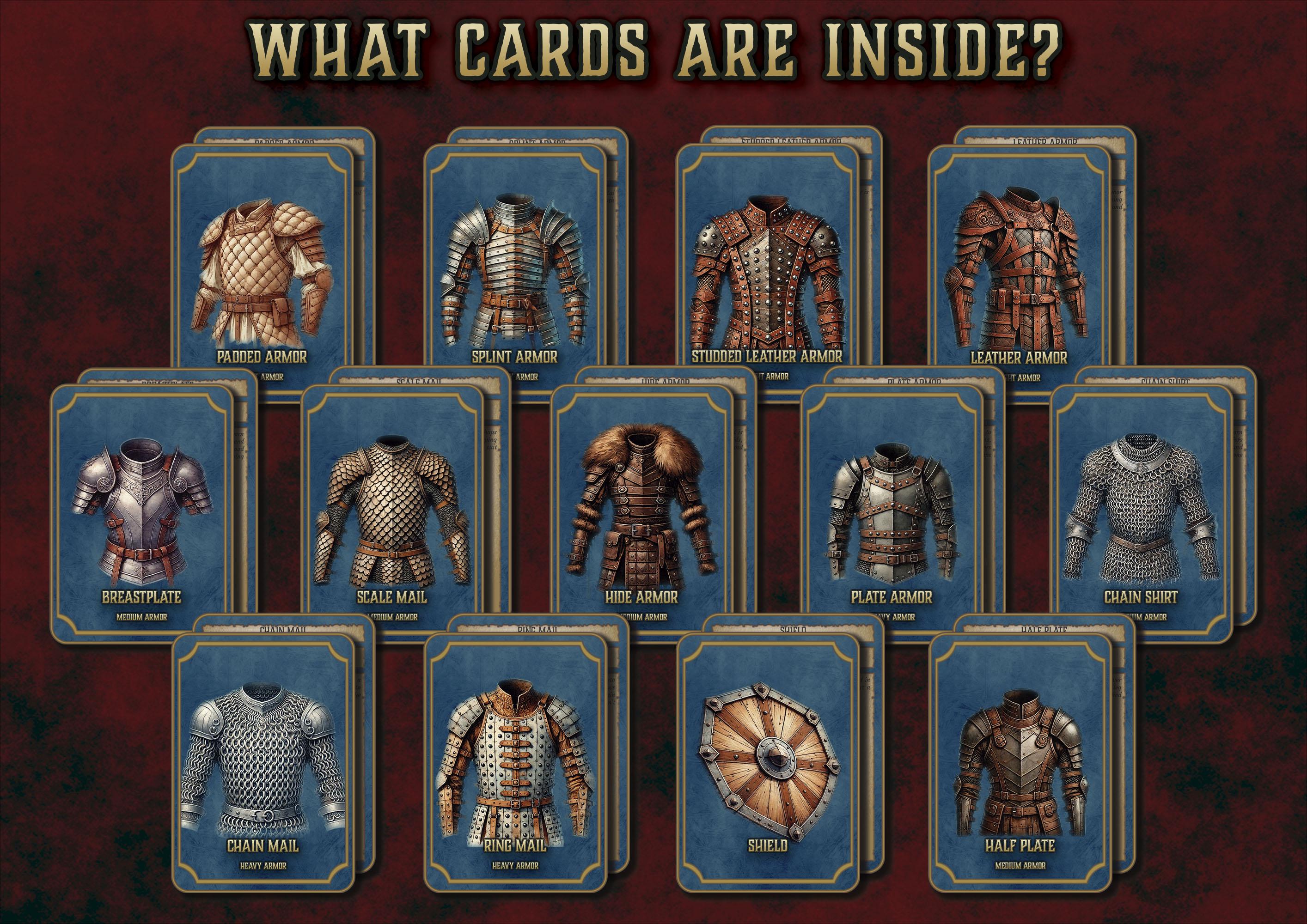 Dnd 5e Armor Cards Printable | 5e Character Equipment Reference PDF ...