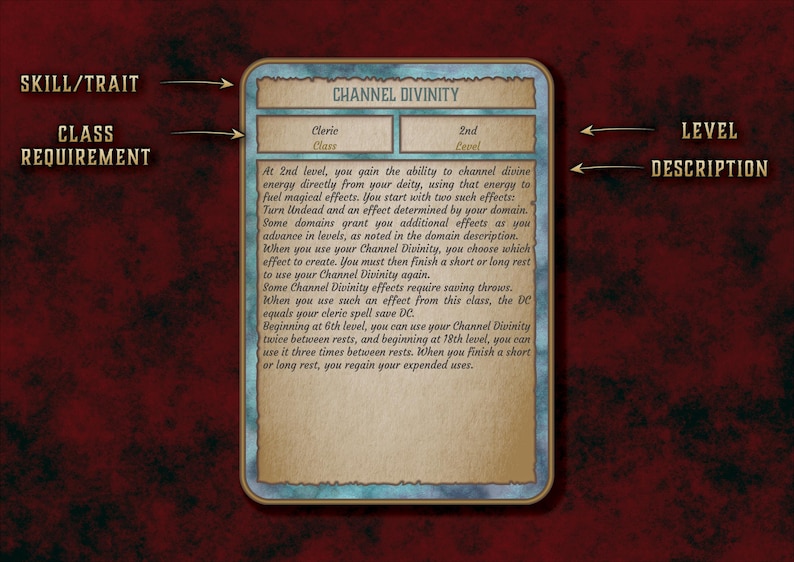 Dnd Cleric Skills and Traits Cards | Character Skills Cards | 5th ...