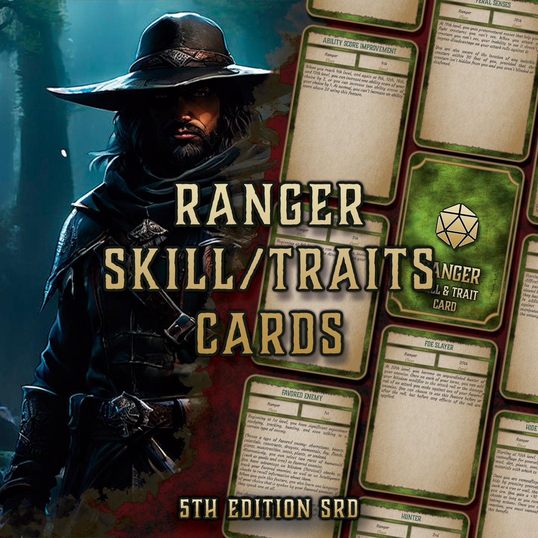 Dnd Ranger Skills and Traits Cards Character Skills Cards 5th Edition ...