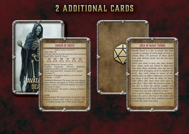 Dnd 5E Deck of Many Things Cards | Legendary Magic Item Deck ...