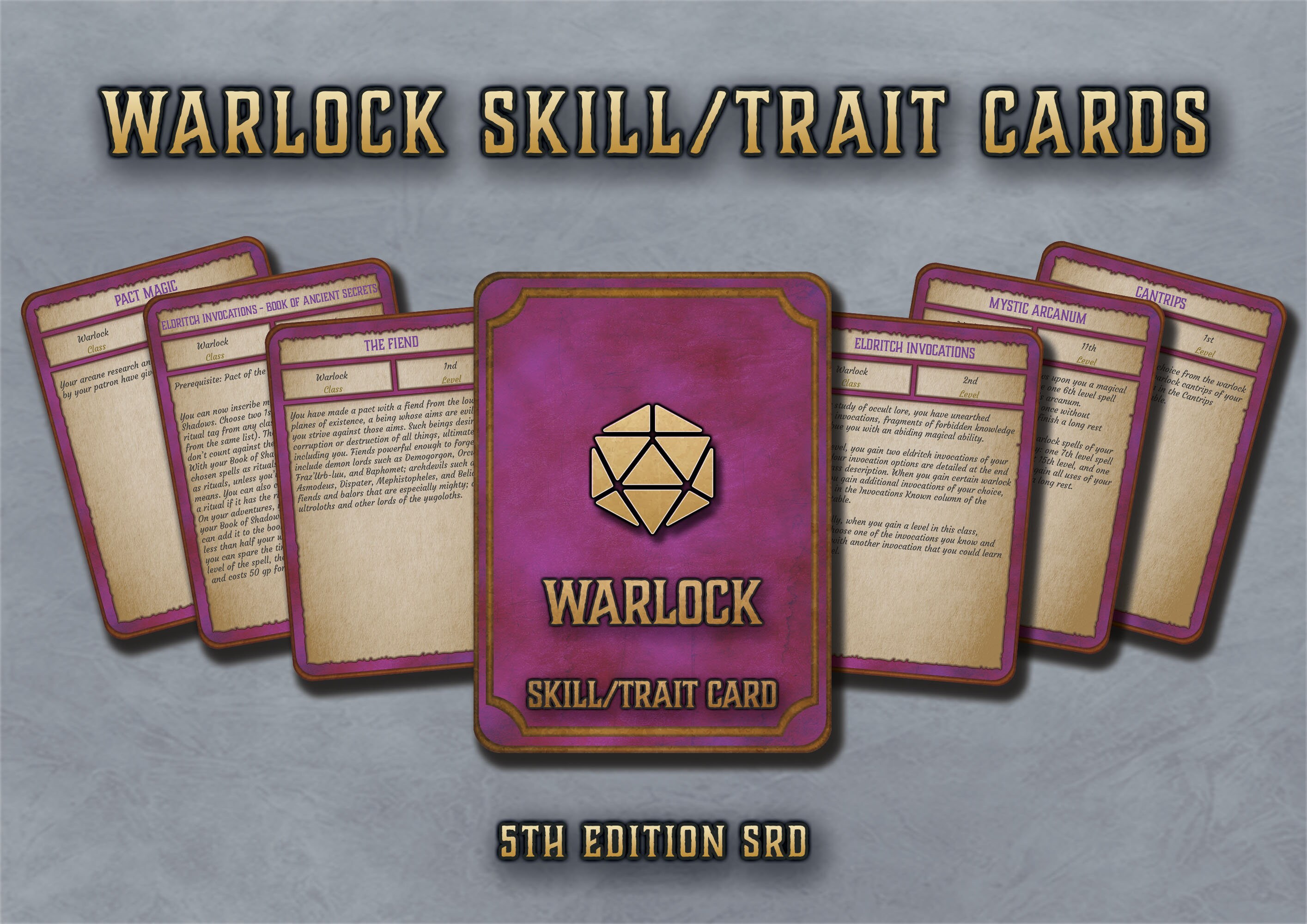 Dnd Warlock Skills and Traits Cards Character Skill Cards 5th Edition ...