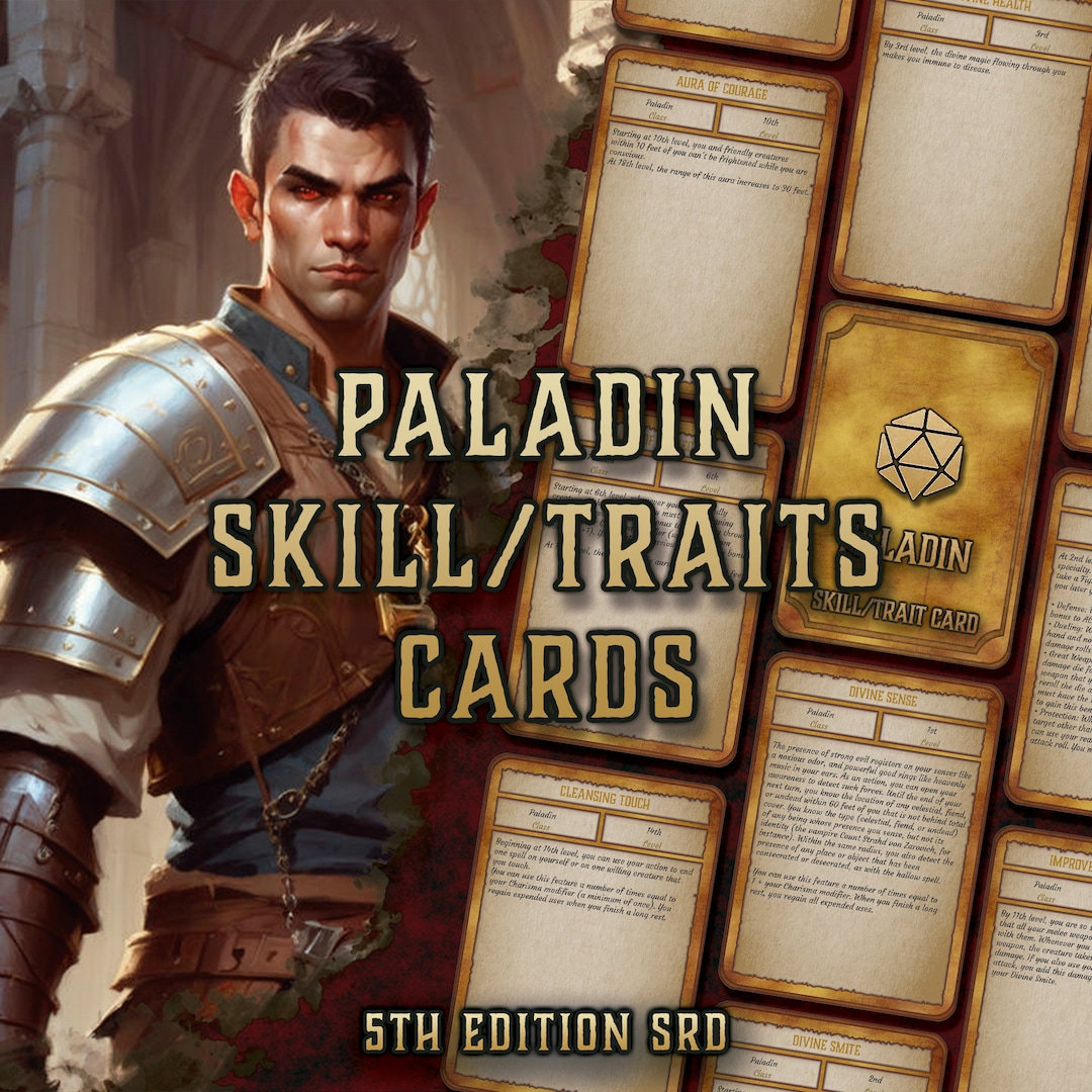 Dnd Paladin Skills and Traits Cards Character Skills Cards 5th Edition ...