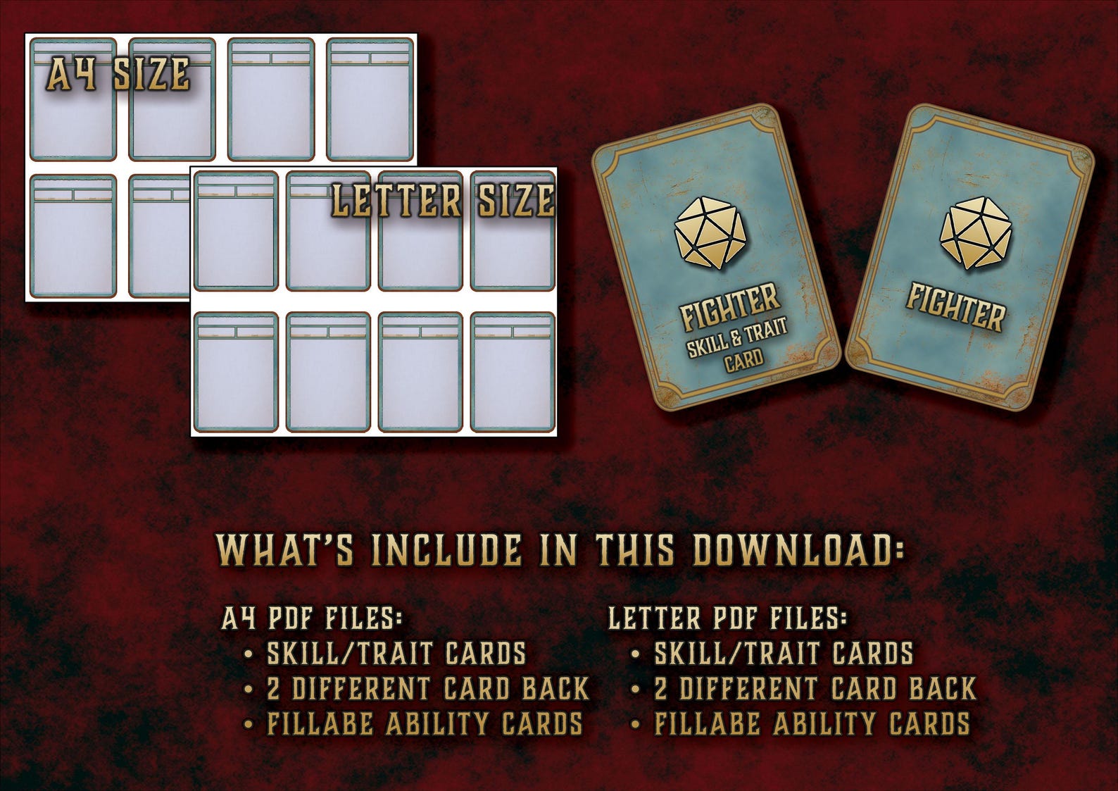 Dnd Fighter Skills and Traits Cards | Character Skills Cards | 5th ...