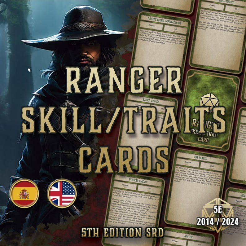 Dnd 5e Ranger Class Cards Printable | Skills & Traits PDF 2014–2024 ...
