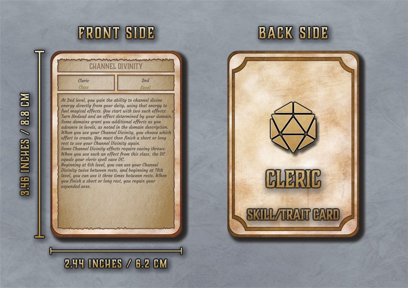 Dnd Cleric Skills and Traits Cards Character Skill Cards 5th Edition ...