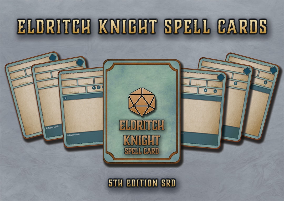Dnd Eldritch Knight Spell Cards Character Spell Cards 5th Edition Board ...