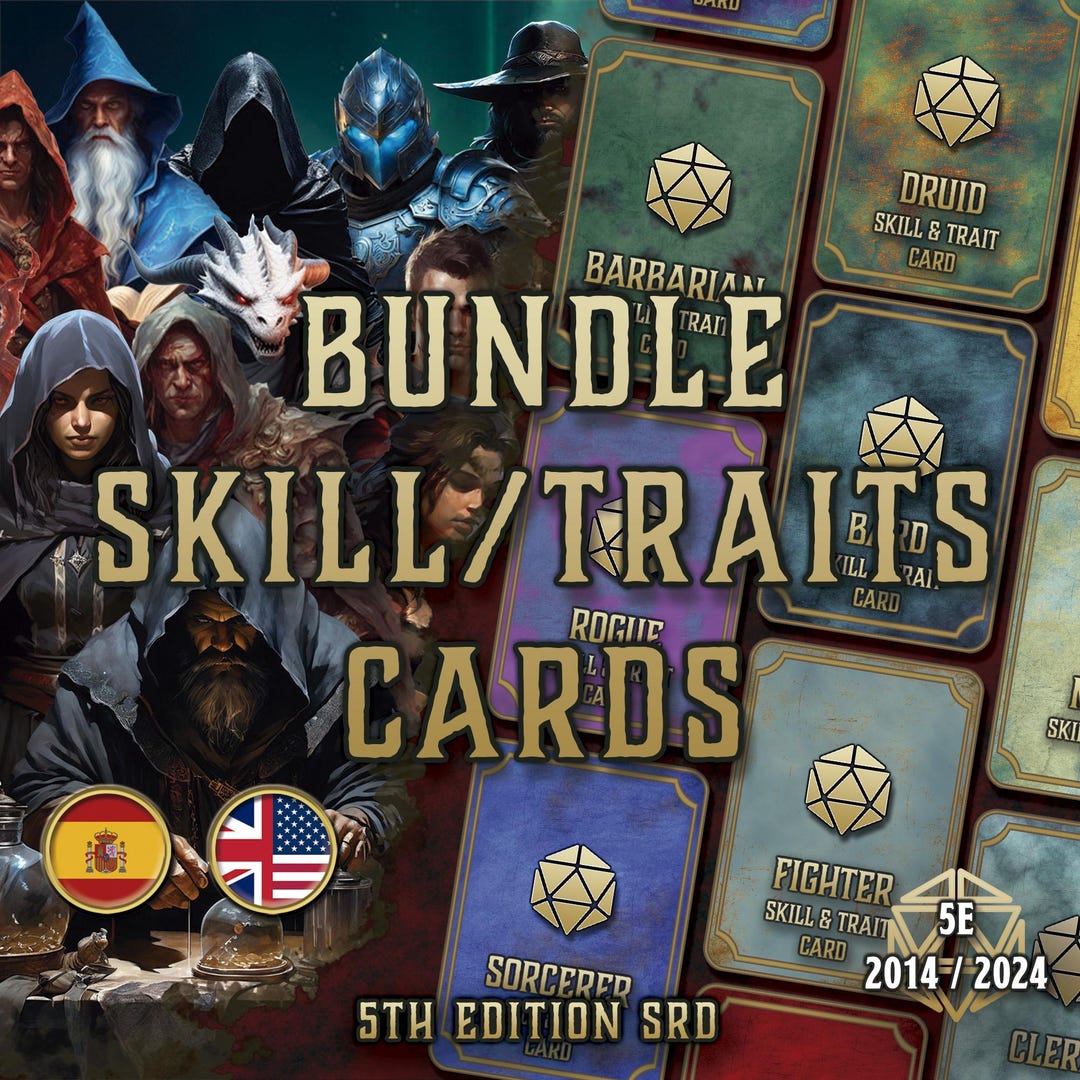 Dnd Bundle Class Cards Printable - Skills & Traits PDF for All Classes ...