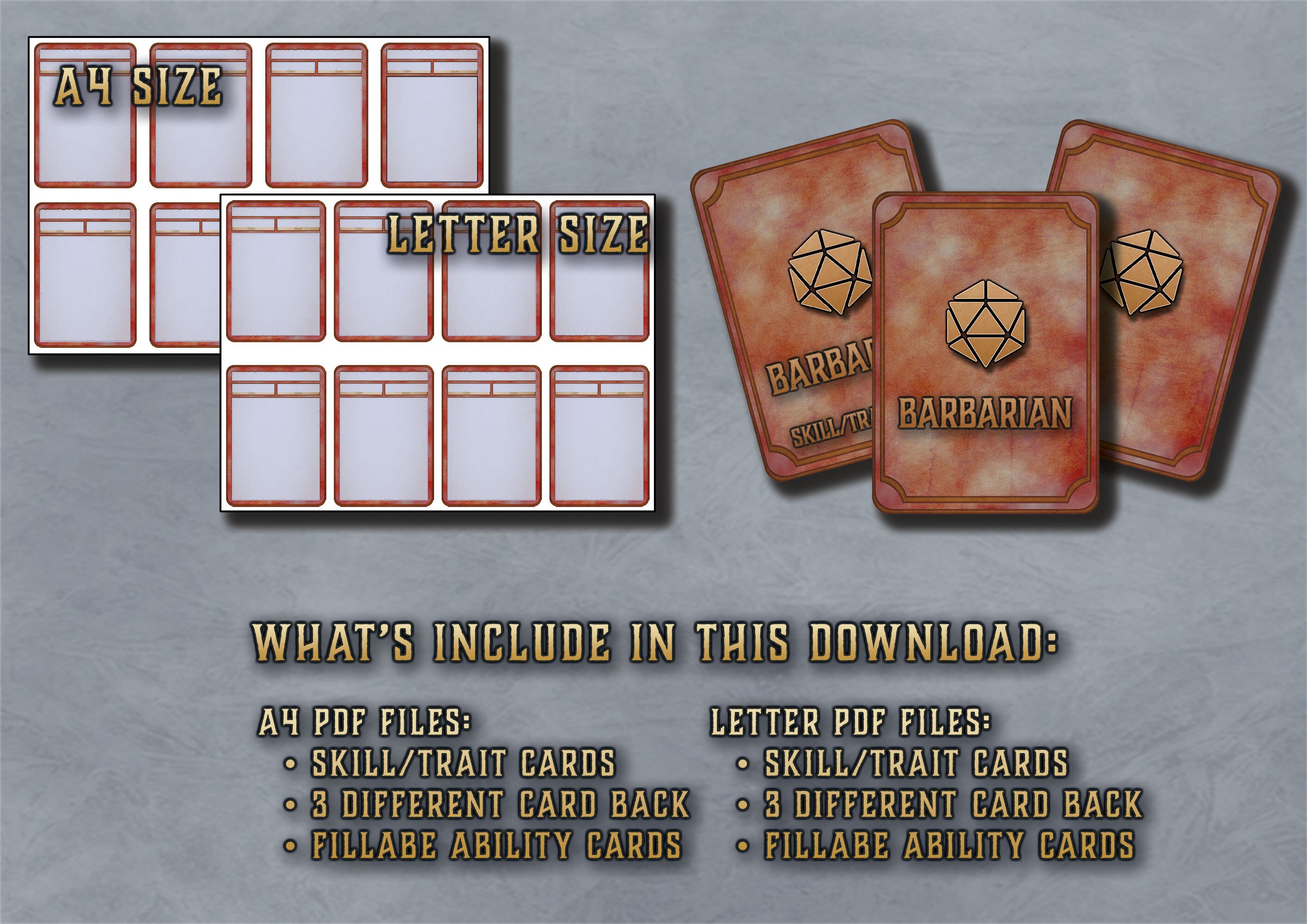 Dnd Barbarian Skills and Traits Cards Character Skill Cards 5th Edition ...