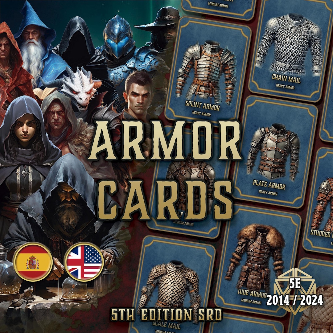 Dnd 5e Armor Cards Printable | 5e Character Equipment Reference PDF ...