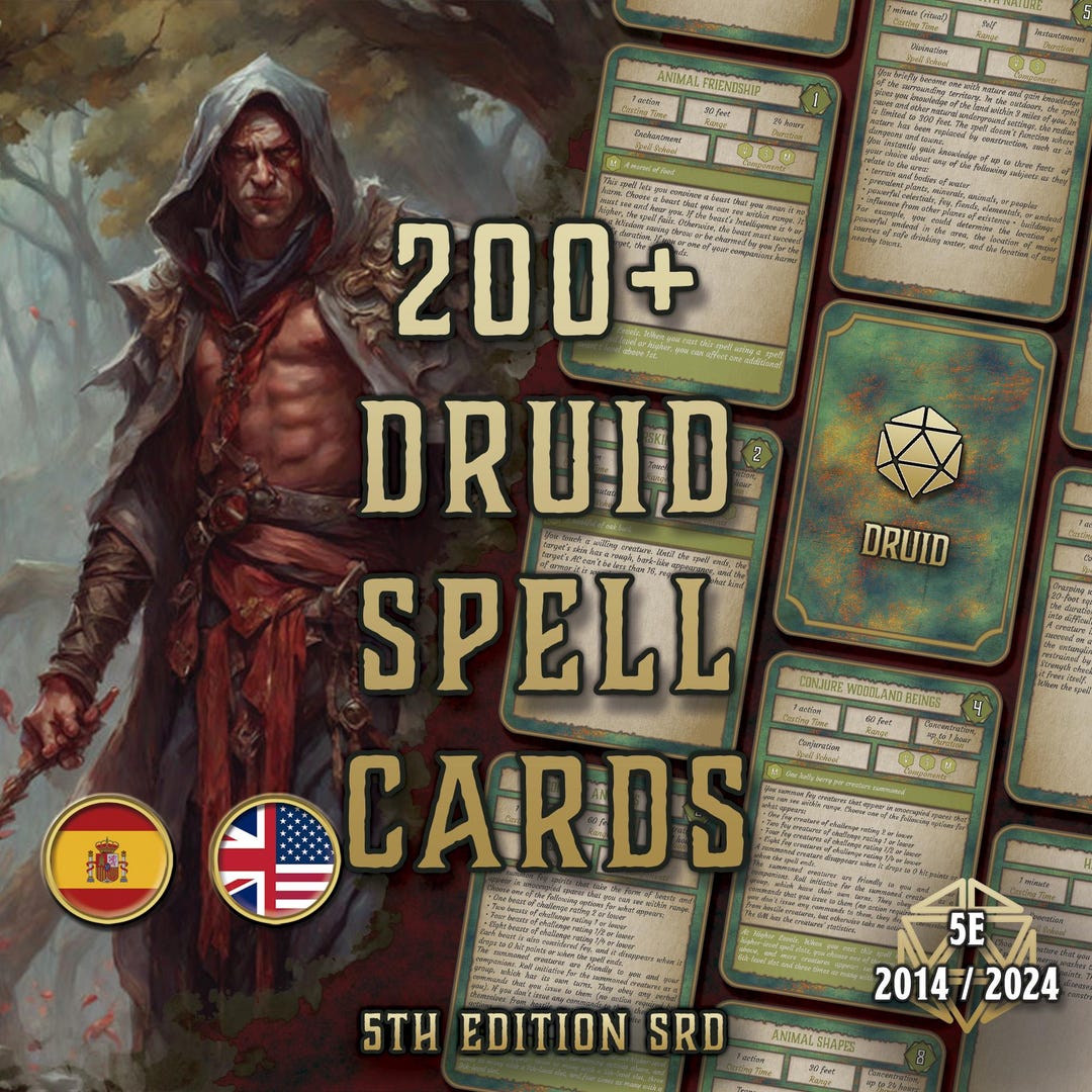 Dnd 5e Druid Spell Cards Printable | Nature Magic PDF for All Campaigns ...