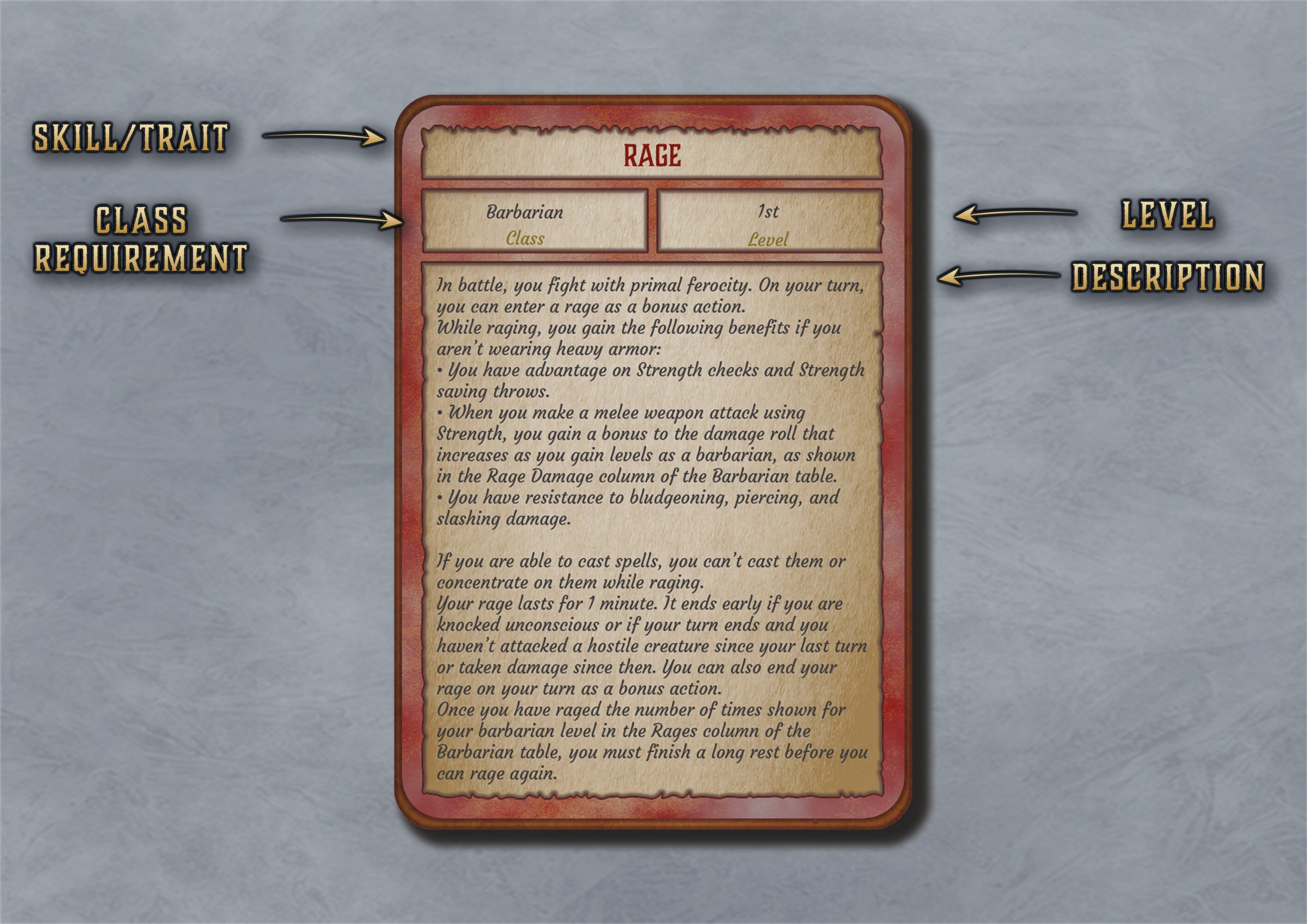 Dnd Barbarian Skills and Traits Cards Character Skill Cards 5th Edition ...