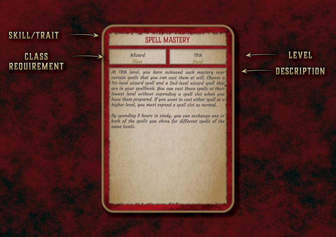 Dnd Wizard Skills and Traits Cards | Character Skills Cards | 5th ...