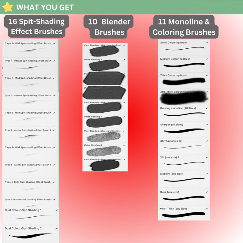 75 Spit Shading Effect Procreate Brushes Pro Kit - Water Coloring Brush, Smudging Brush ...