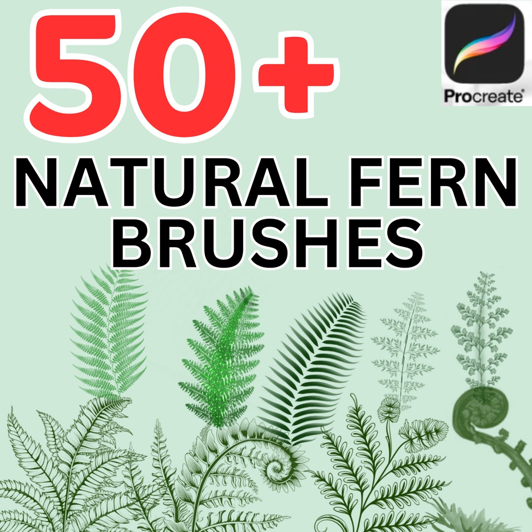 Natural Fern Procreate Brushes (50+) and Stamps, Greenery Brushes ...