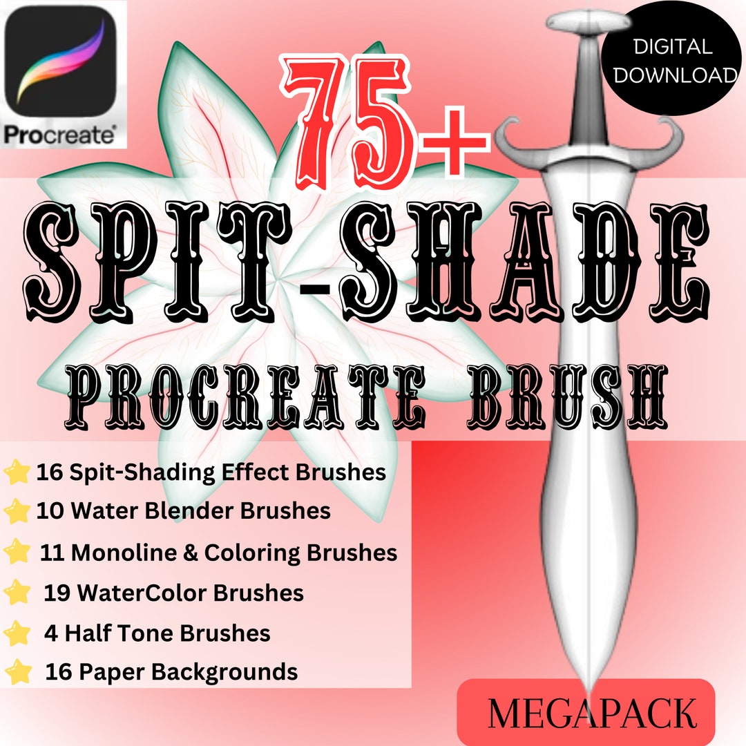 75 Spit Shading Effect Procreate Brushes Pro Kit - Water Coloring Brush ...