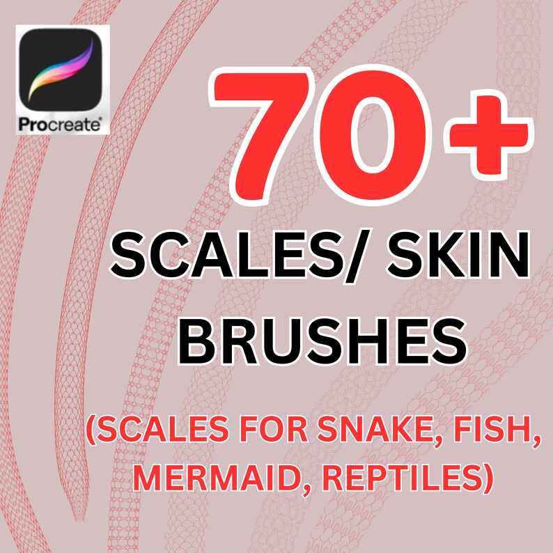 70 Procreate Scales Brushes (hand Drawn) - (snake Skin, Fish Scales ...
