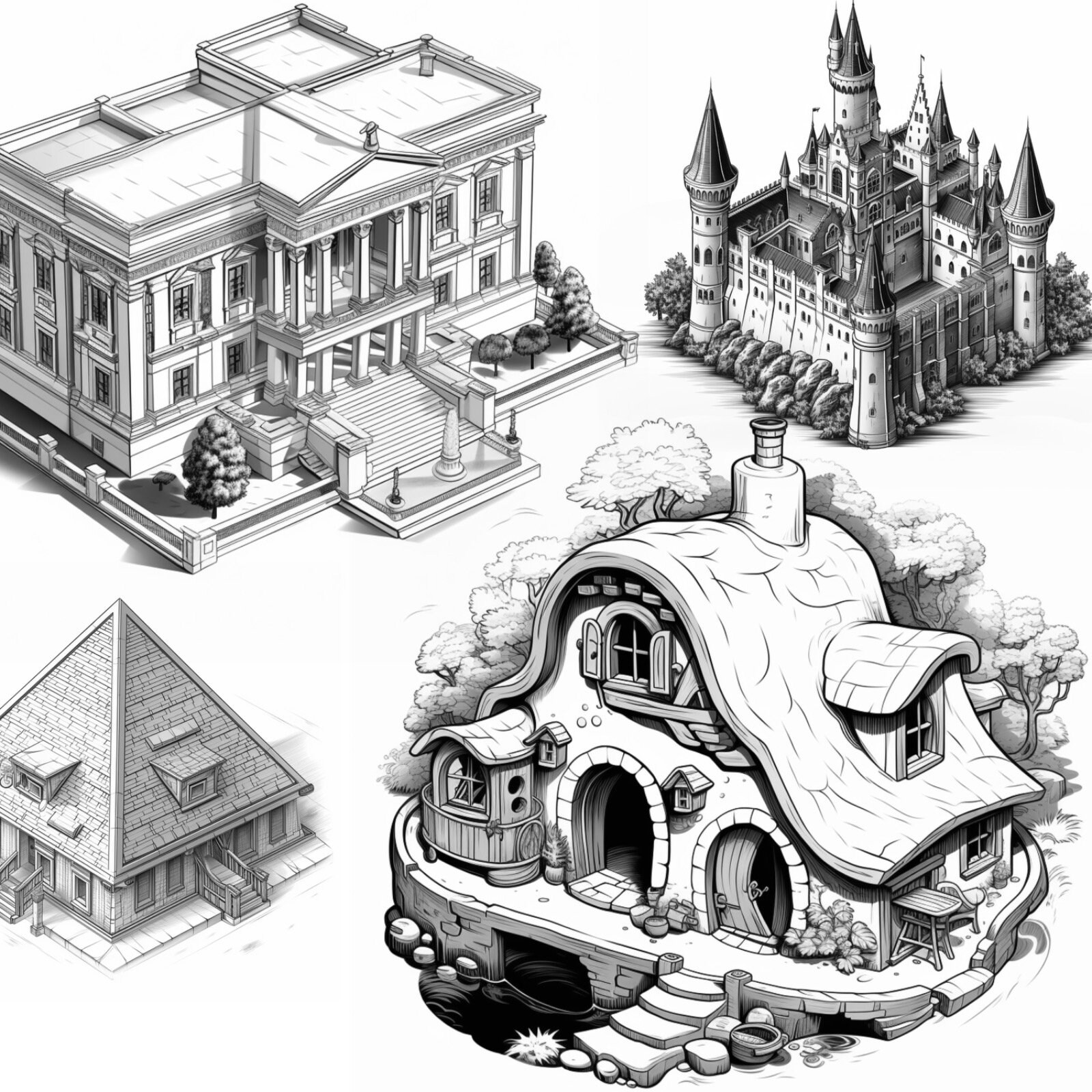 200 Procreate Isometric Buildings Sketches Stamp Brushes, Architecture ...