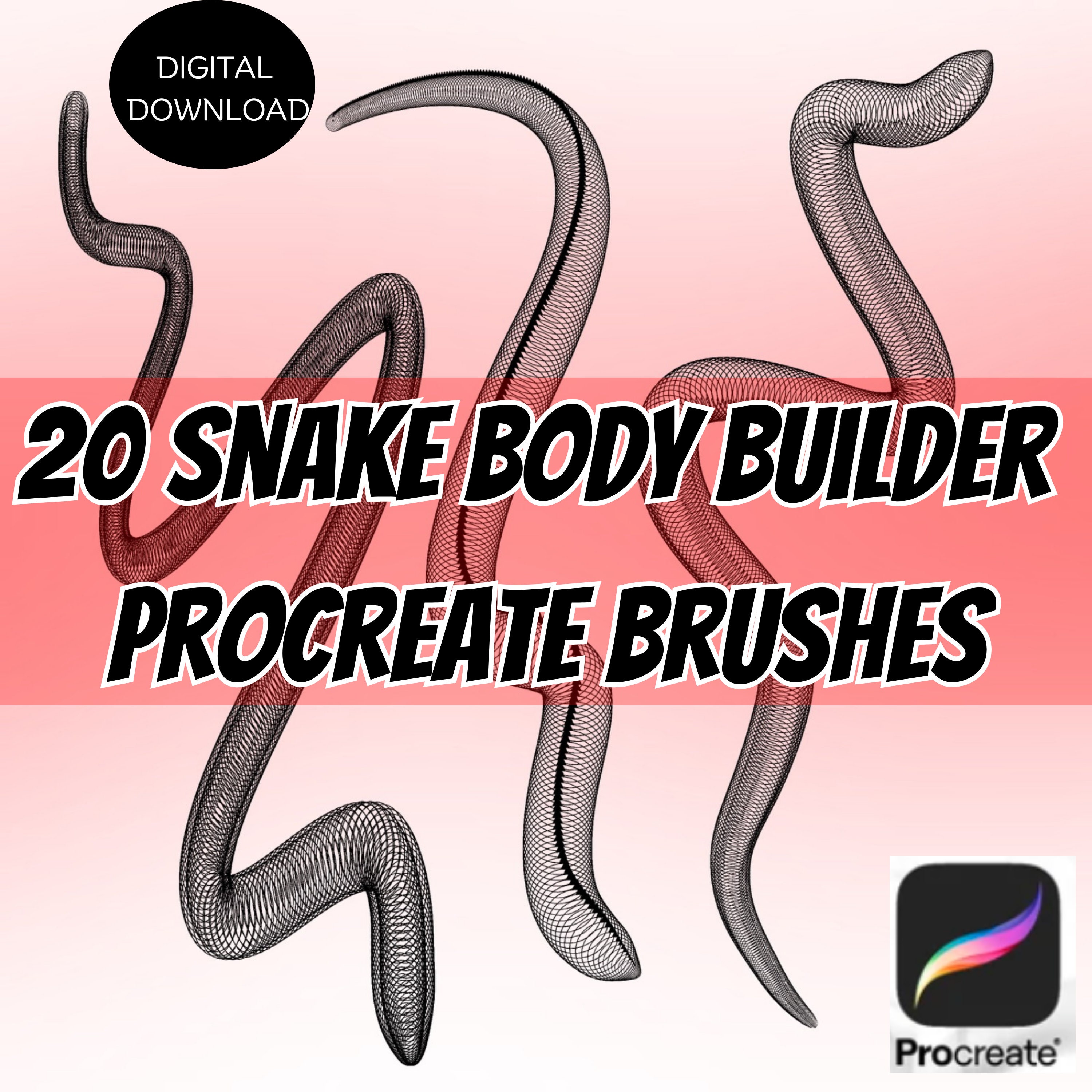 3D Snake Body Procreate Brush | 3d Dragon Body Brush | Procreate Snake ...