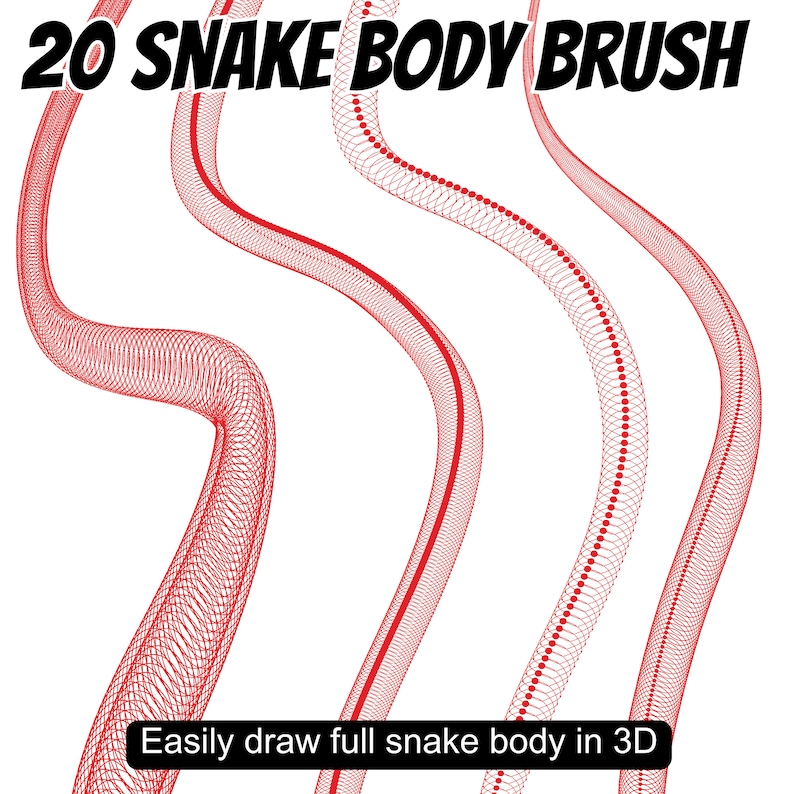 100 Procreate Snake Brush & Snake Builder Kit- (snake Outline Brush, 3D ...