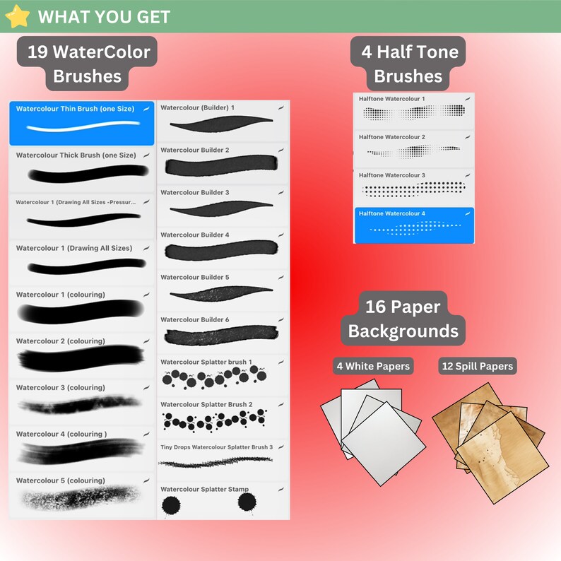 75 Spit Shading Effect Procreate Brushes Pro Kit - Water Coloring Brush, Smudging Brush ...