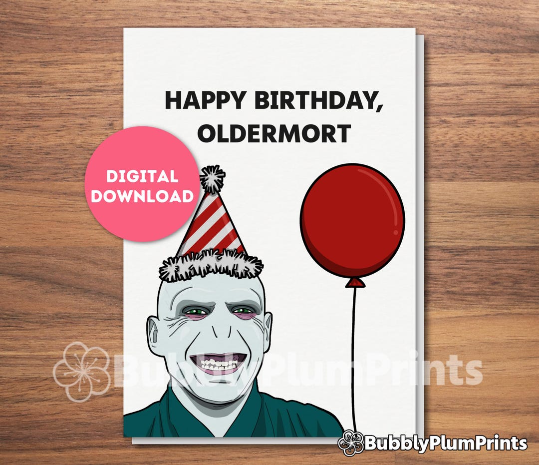 PRINTABLE Funny Happy Birthday Wizard Greeting Card, Voldemort ...