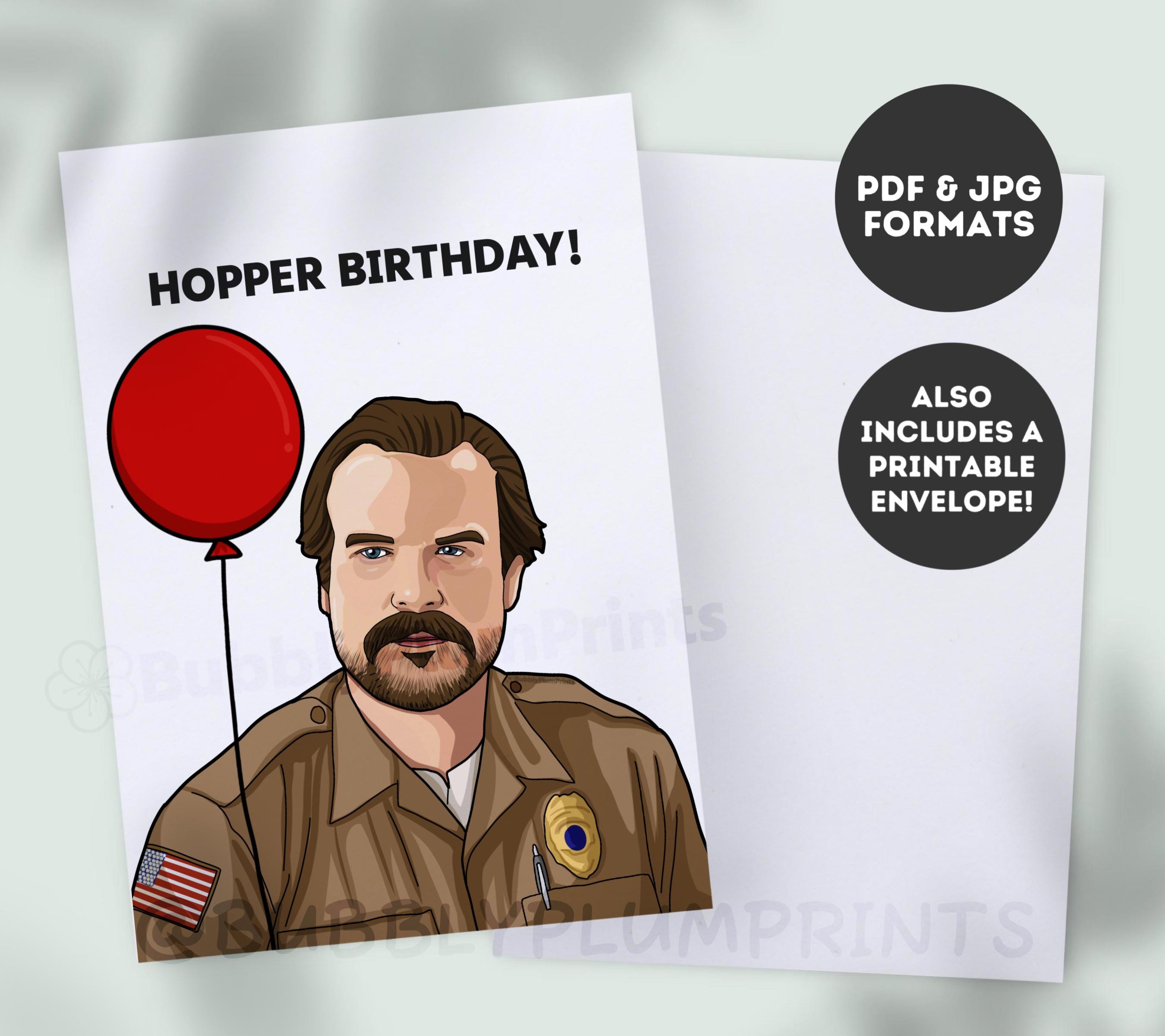 PRINTABLE Hopper Birthday Greeting Card | Stranger Officer Dad | Guy ...