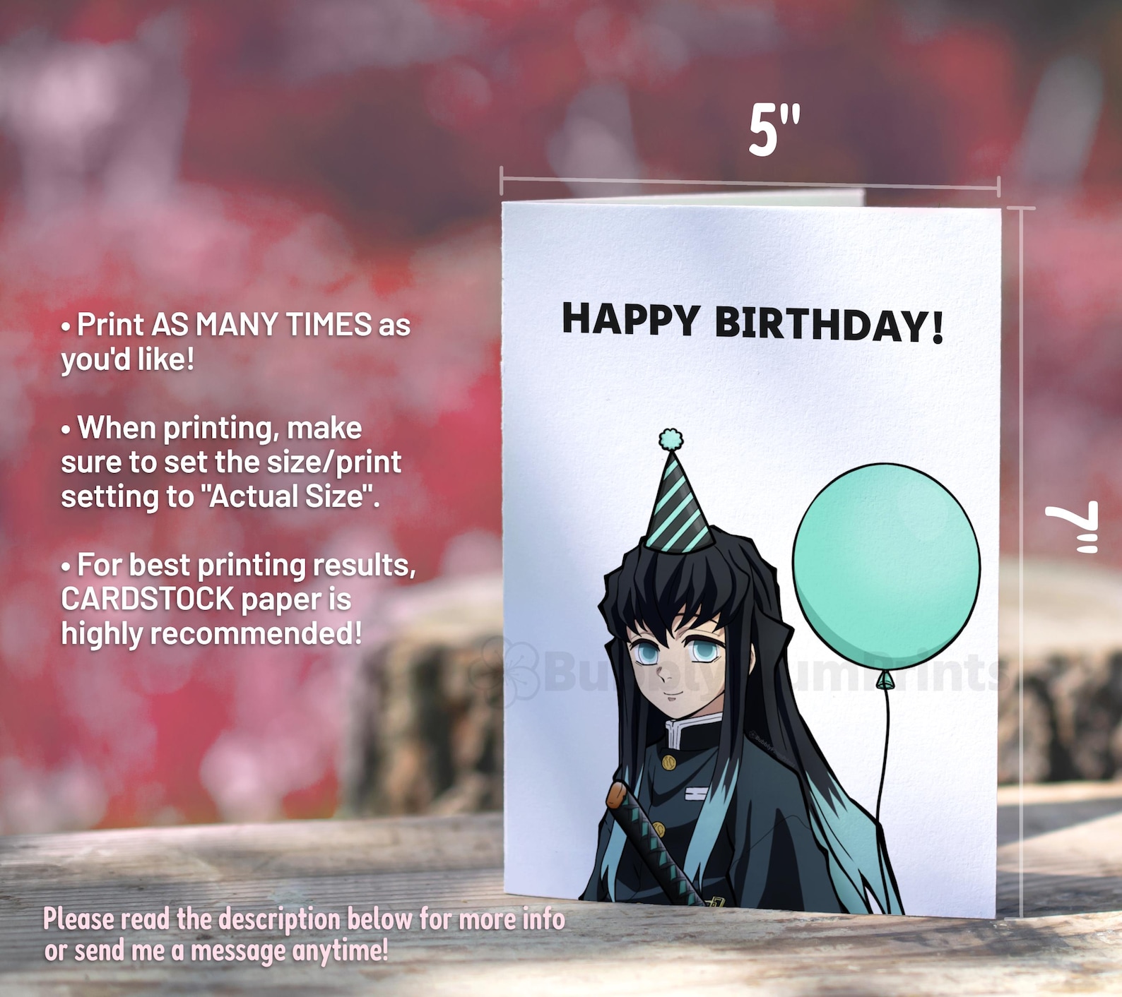 PRINTABLE Happy Birthday Slayer Anime Greeting Card | Muichiro Mist ...