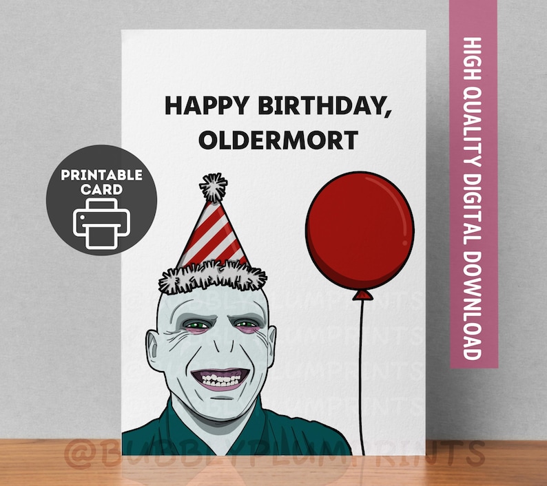 PRINTABLE Funny Happy Birthday Wizard Greeting Card | Voldemort ...