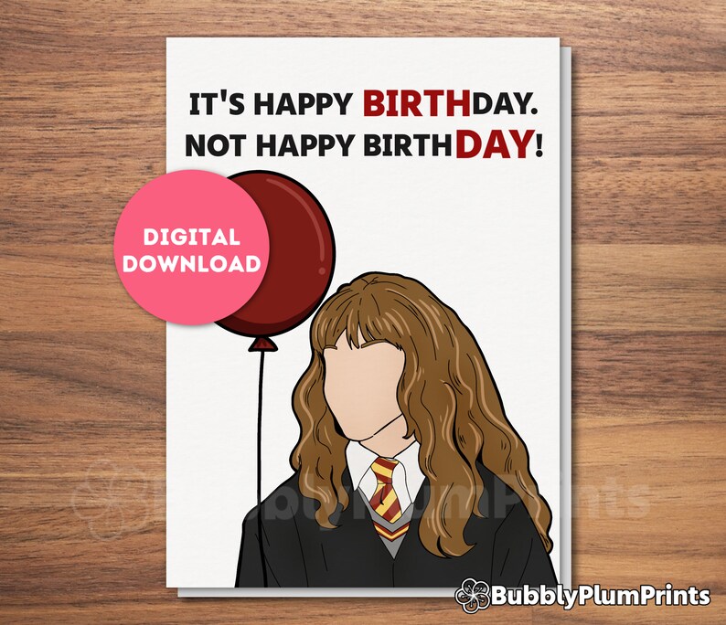 PRINTABLE Funny Happy Birthday Wizard Greeting Card, Student Witch ...