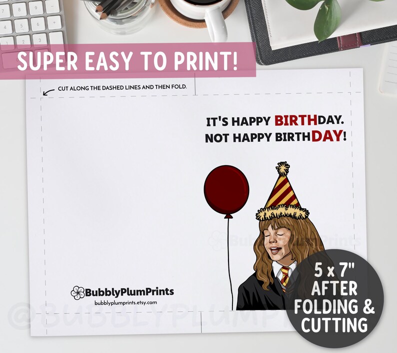 PRINTABLE Funny Happy Birthday Wizard Greeting Card | Student Witch ...