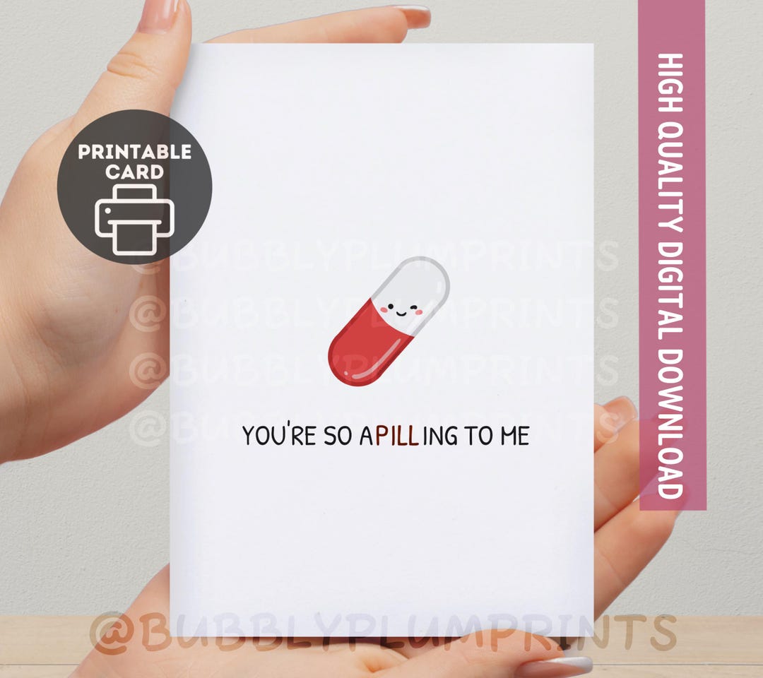 PRINTABLE Medicine Pills Capsule Minimalist Greeting Card | Funny ...